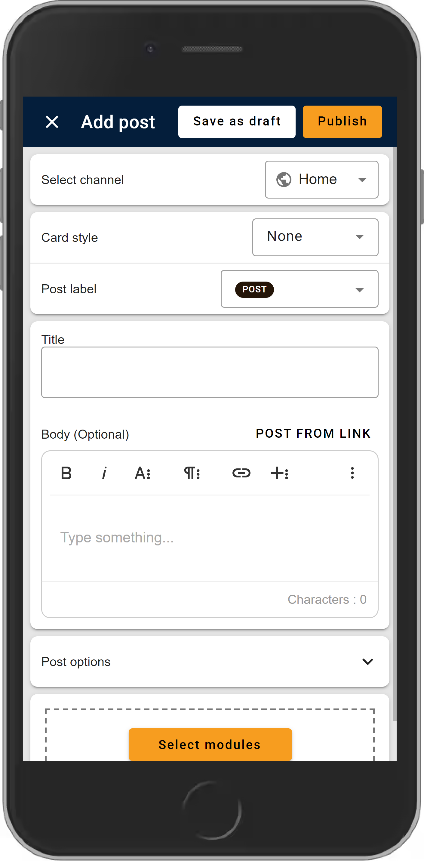 Create a Post from the HUB – IHUBApp Support